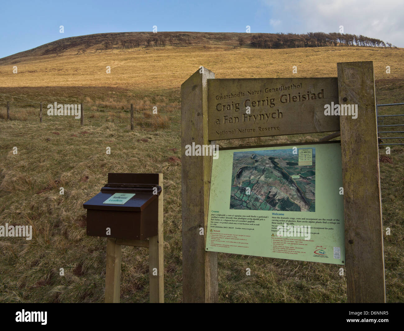Bilingual Welsh-English sign and views of the Brecon Beacons National ...