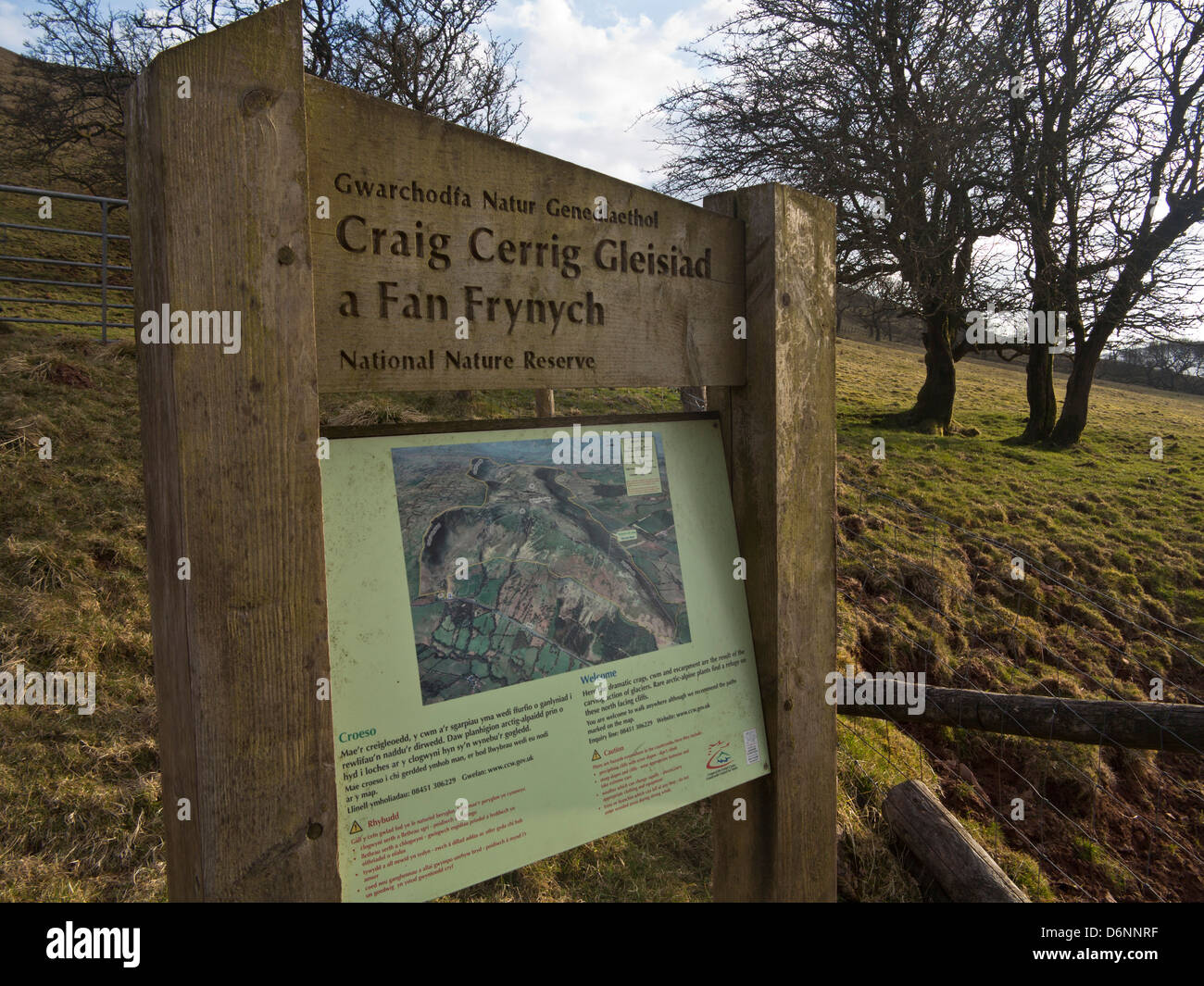 Bilingual Welsh-English sign and views of the Brecon Beacons National ...