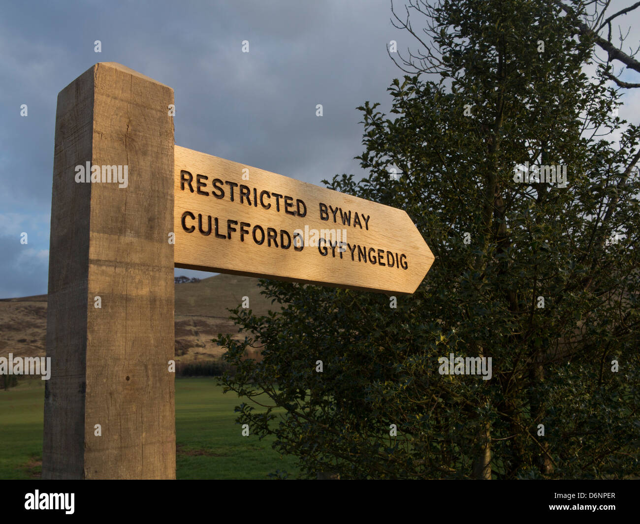 Bilingual Welsh-English sign and views of the Brecon Beacons National ...