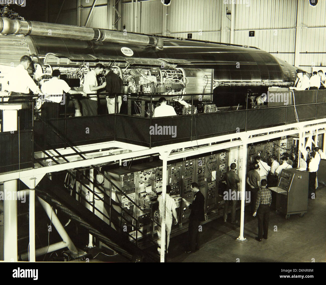 A photograph of the Atlas missile system developed by Convair/General ...