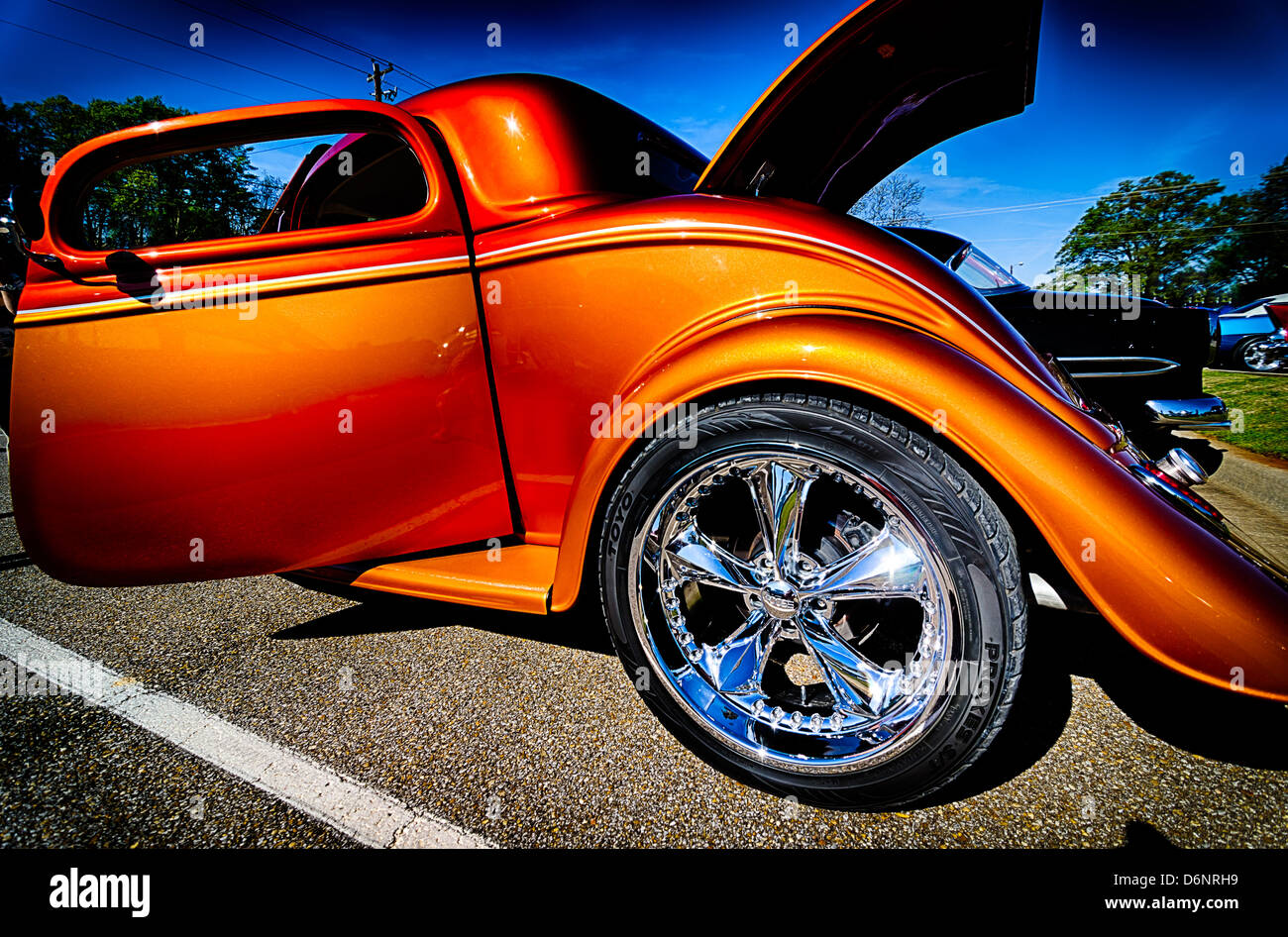 Gold vintage car at car show Stock Photo - Alamy