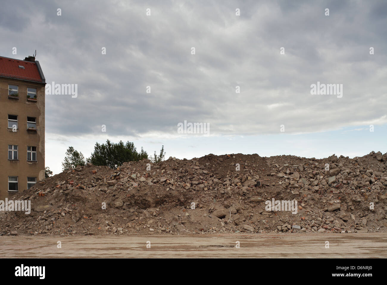 Berlin, Germany, piles of rubble on the grounds of the demolished ...