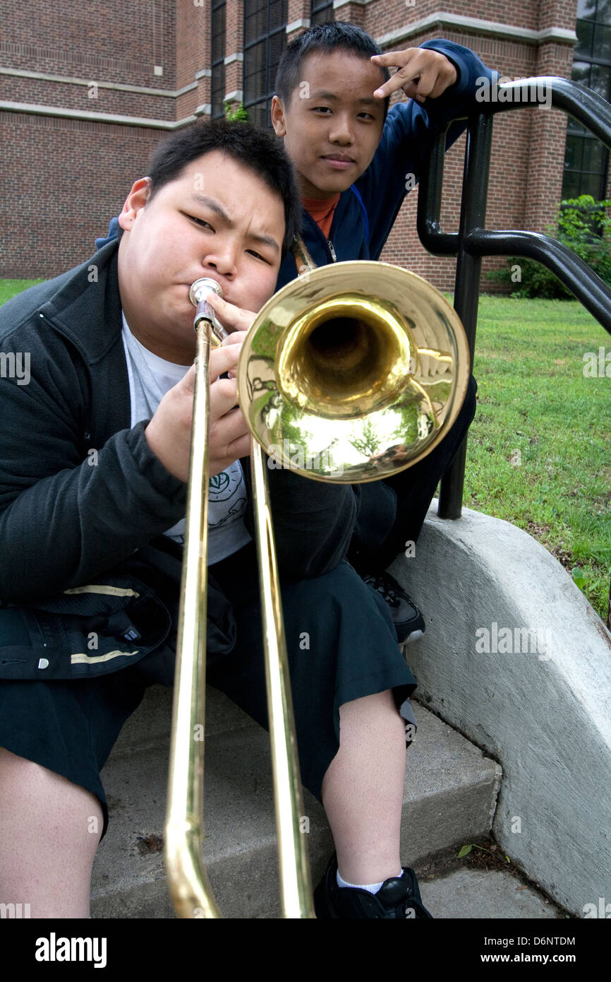 Boy trombone hi-res stock photography and images - Alamy
