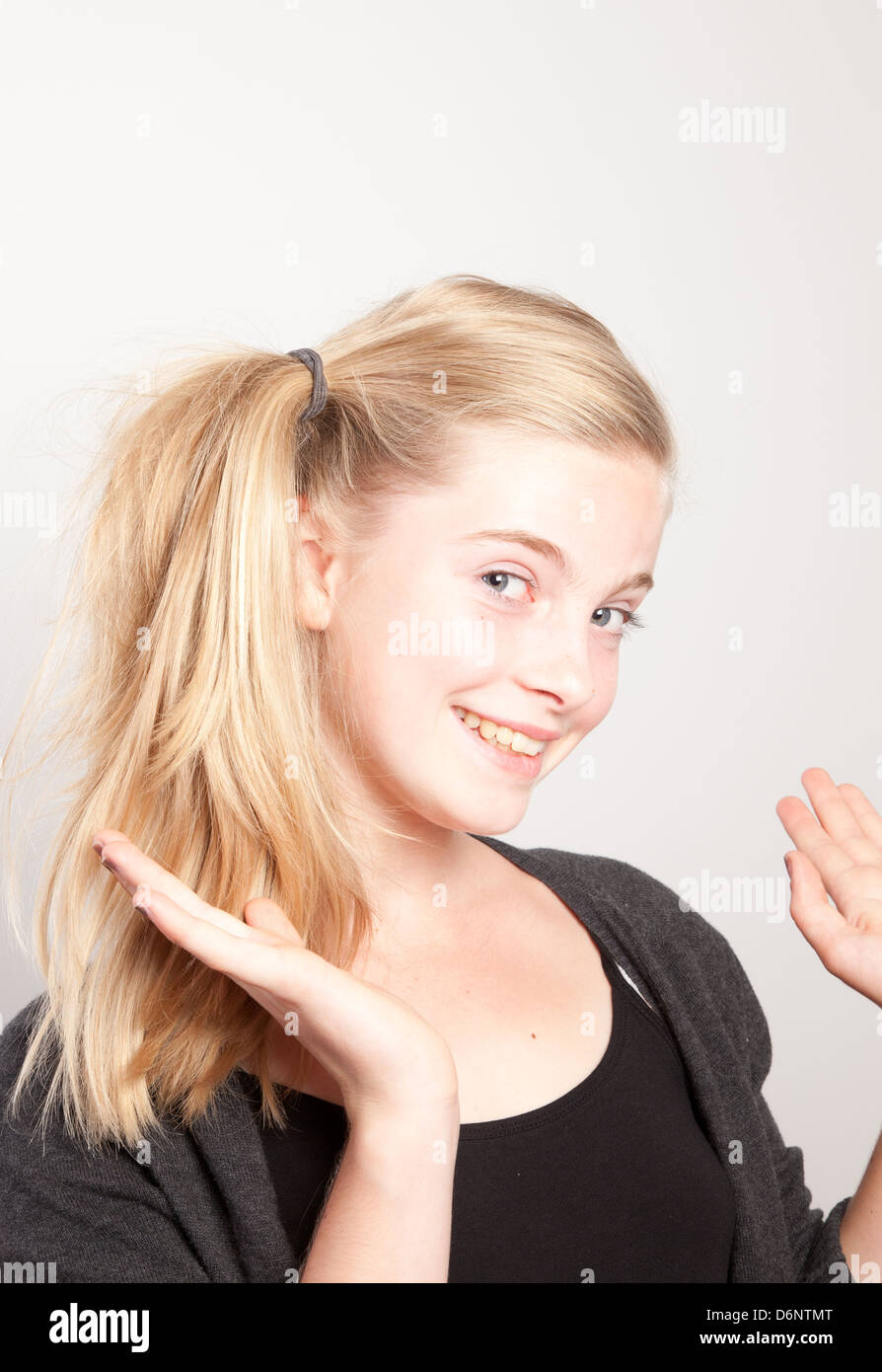Germany, Portrait of a smiling girl Stock Photo - Alamy