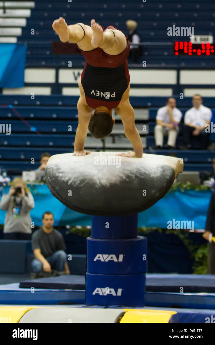 April 21, 2013: Stanford Cardinals Eddie Penev in action on Vault ...