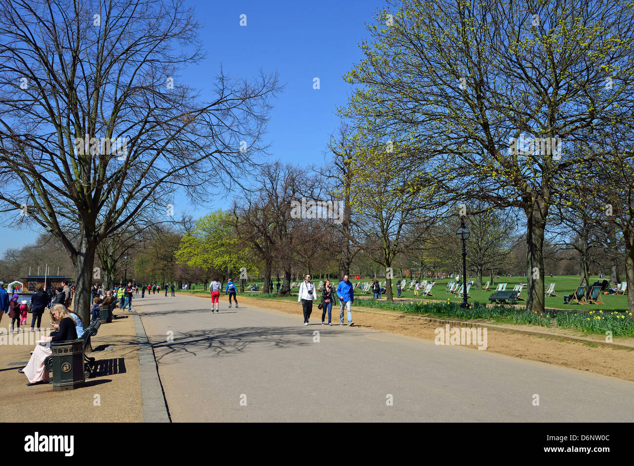 Path by The Serpentine in spring, Hyde Park, City of Westminster ...