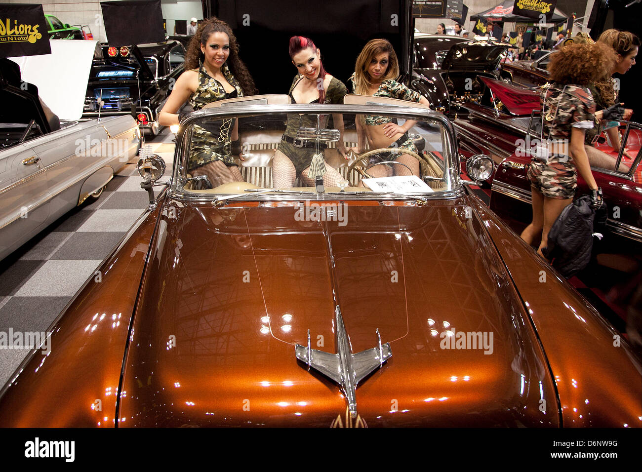 Chiba, Japan. 21st April, 2013. Go-Go dancers pose for the camera on ...