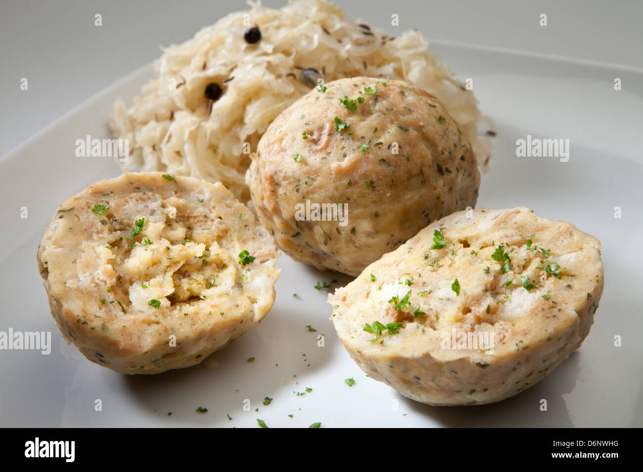 Riedlingen, Germany, Semmelknoedel with sauerkraut Stock Photo - Alamy