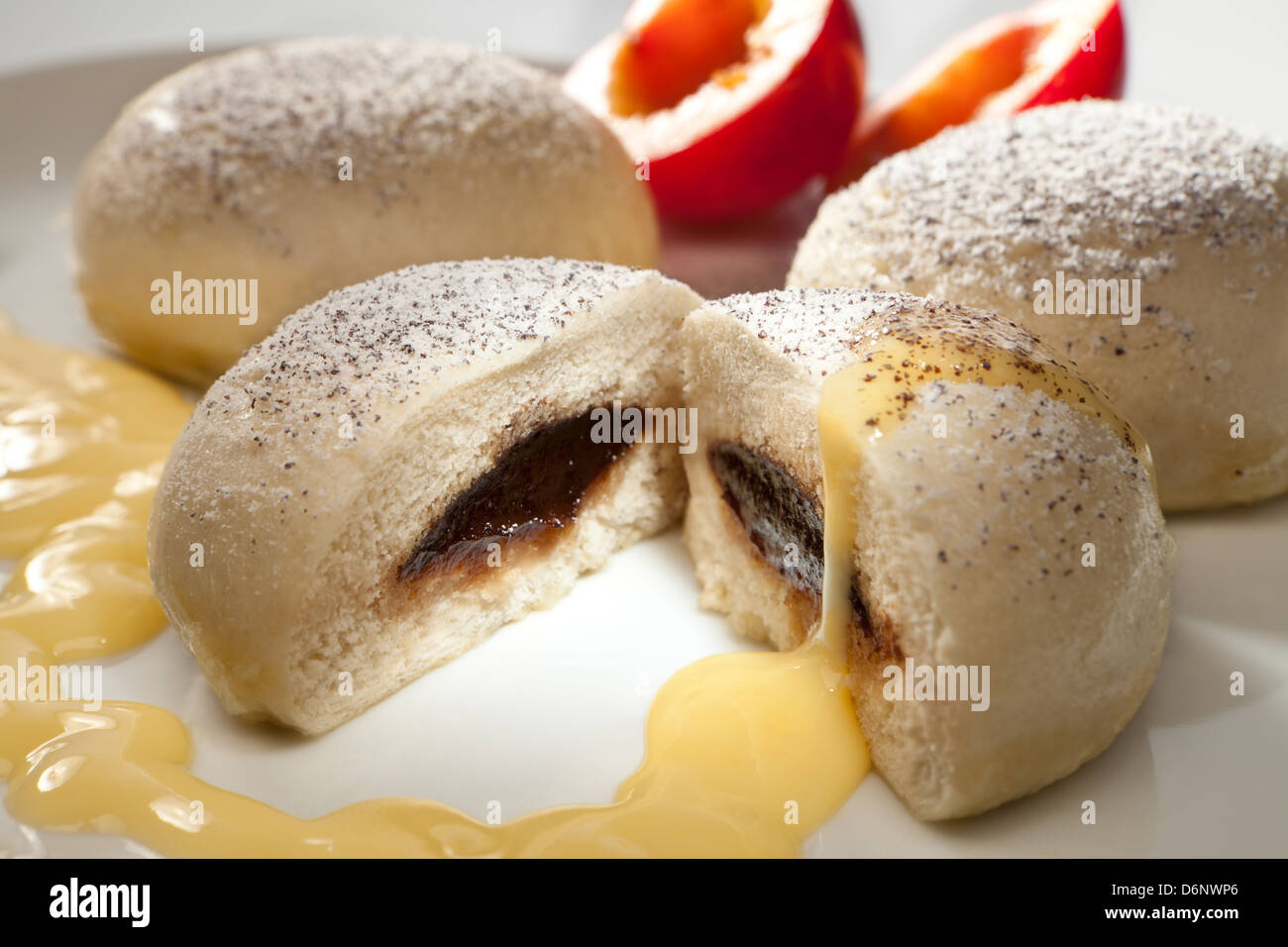 Yeast dumplings with poppy and vanilla sauce hi-res stock photography ...