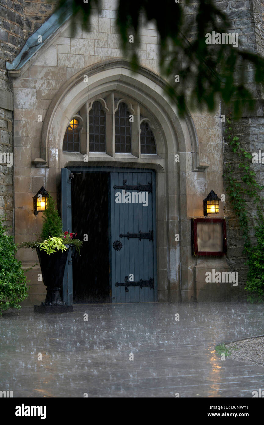 Church entrance with a lantern Stock Photo - Alamy