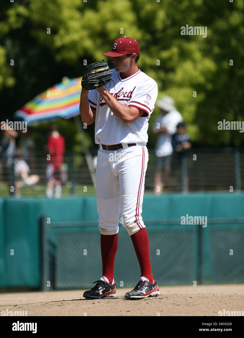 April 21, 2013: Stanford pitcher #27 Garrett Hughes in action during ...