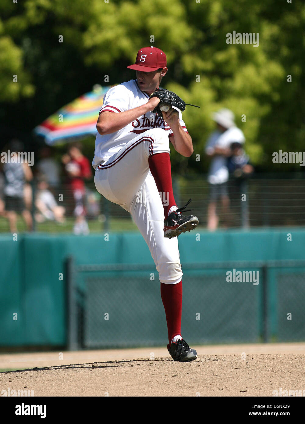 April 21, 2013: Stanford pitcher #27 Garrett Hughes in action during ...