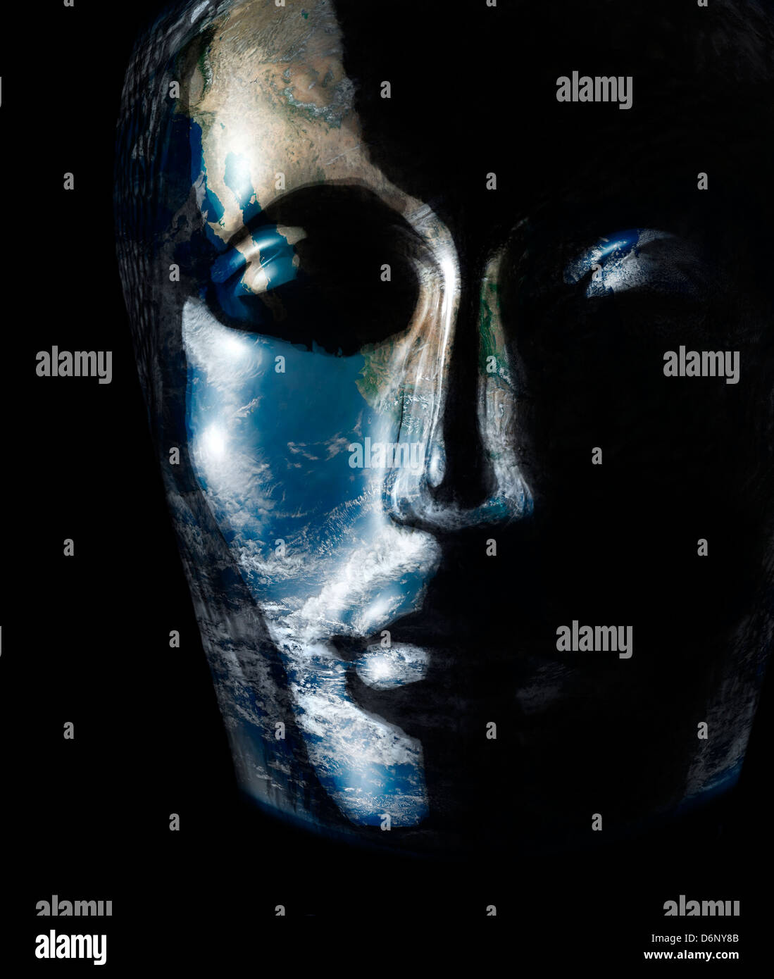 Man earth globe in head hi-res stock photography and images - Alamy