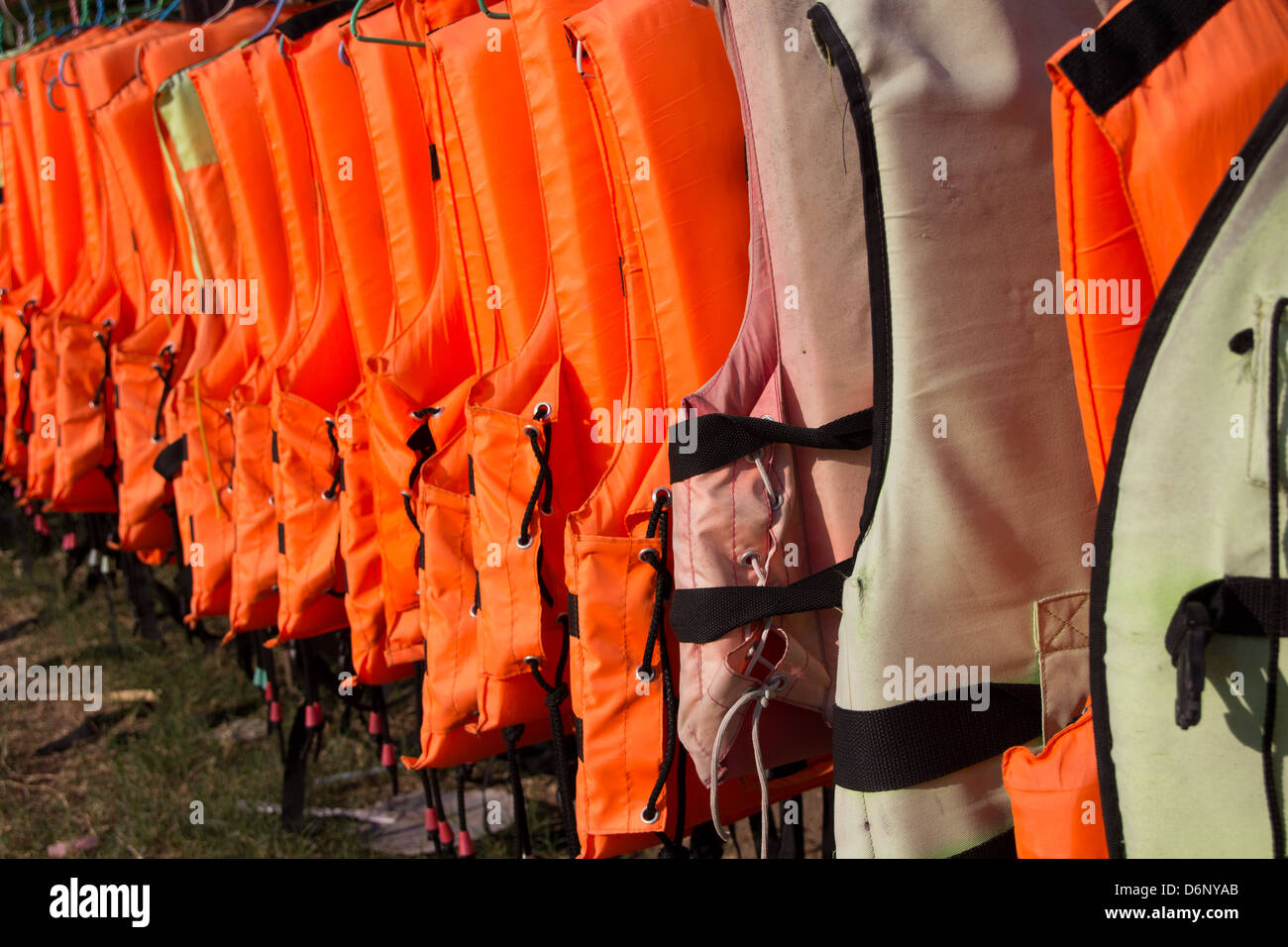 life jacket on clothes line Stock Photo - Alamy