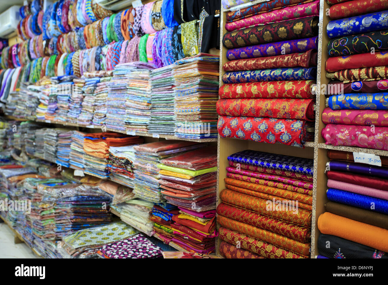 Bright fabric for sale in Mutrah Souk, in Mutrah, Muscat, Oman, Middle ...