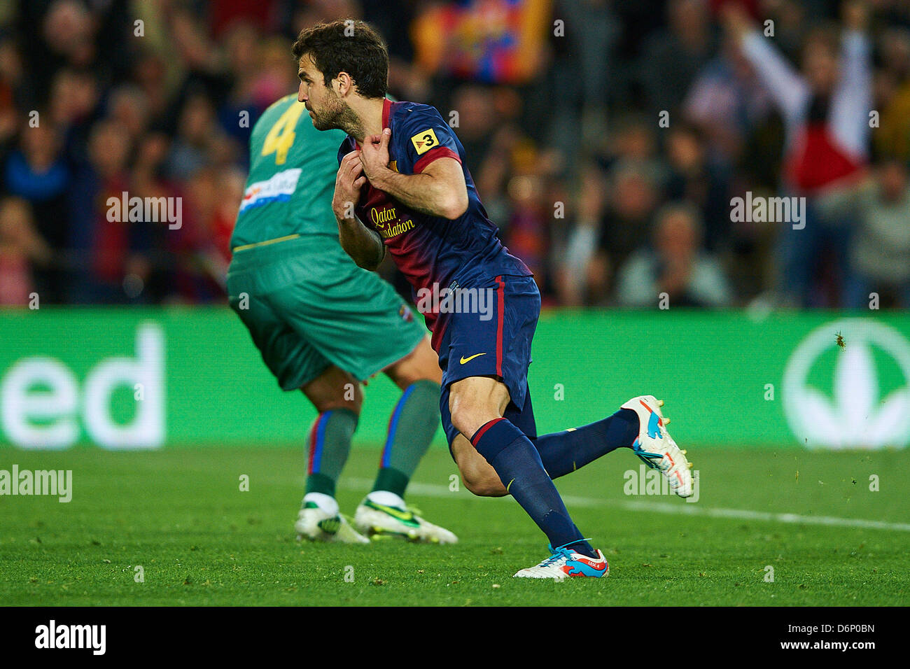 Cesc Fabregas (FC Barcelona) celebrates after scoring, during La Liga ...