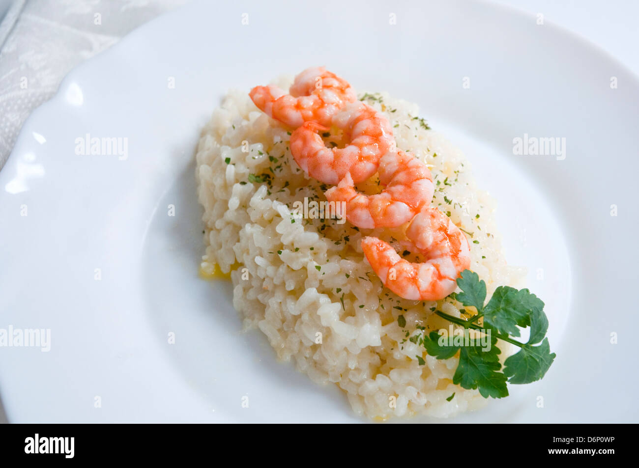 Rice with prawns. Close view Stock Photo - Alamy