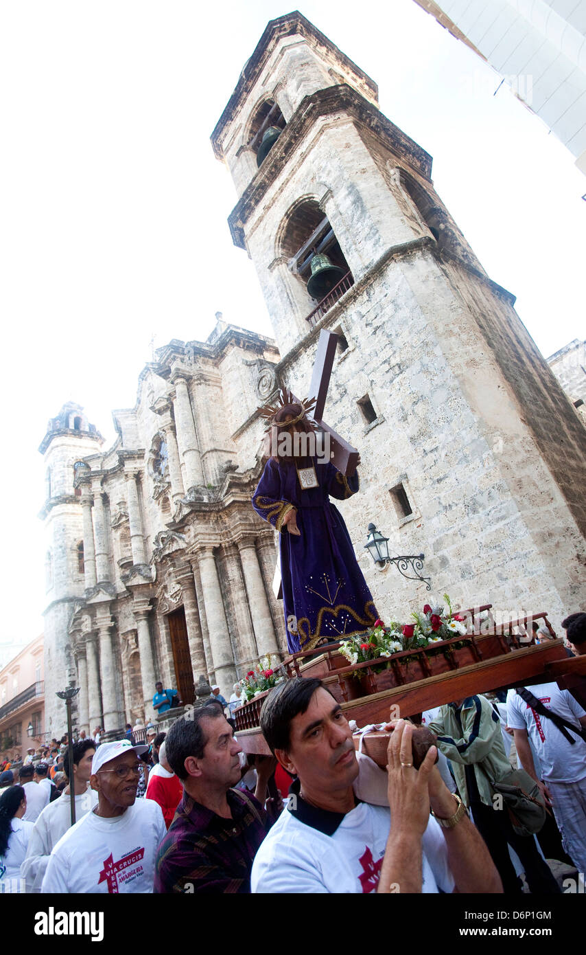 Stations of the Cross, Good Friday, Easter. Cuban city of Havana, La ...