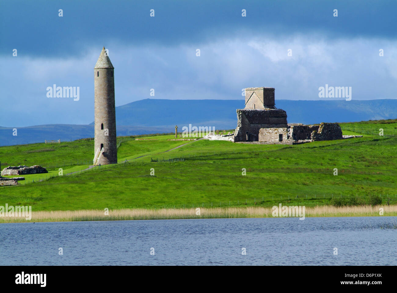Round Tower on Devenish Island Lower Lough Erne Co. Fermanagh Northern ...