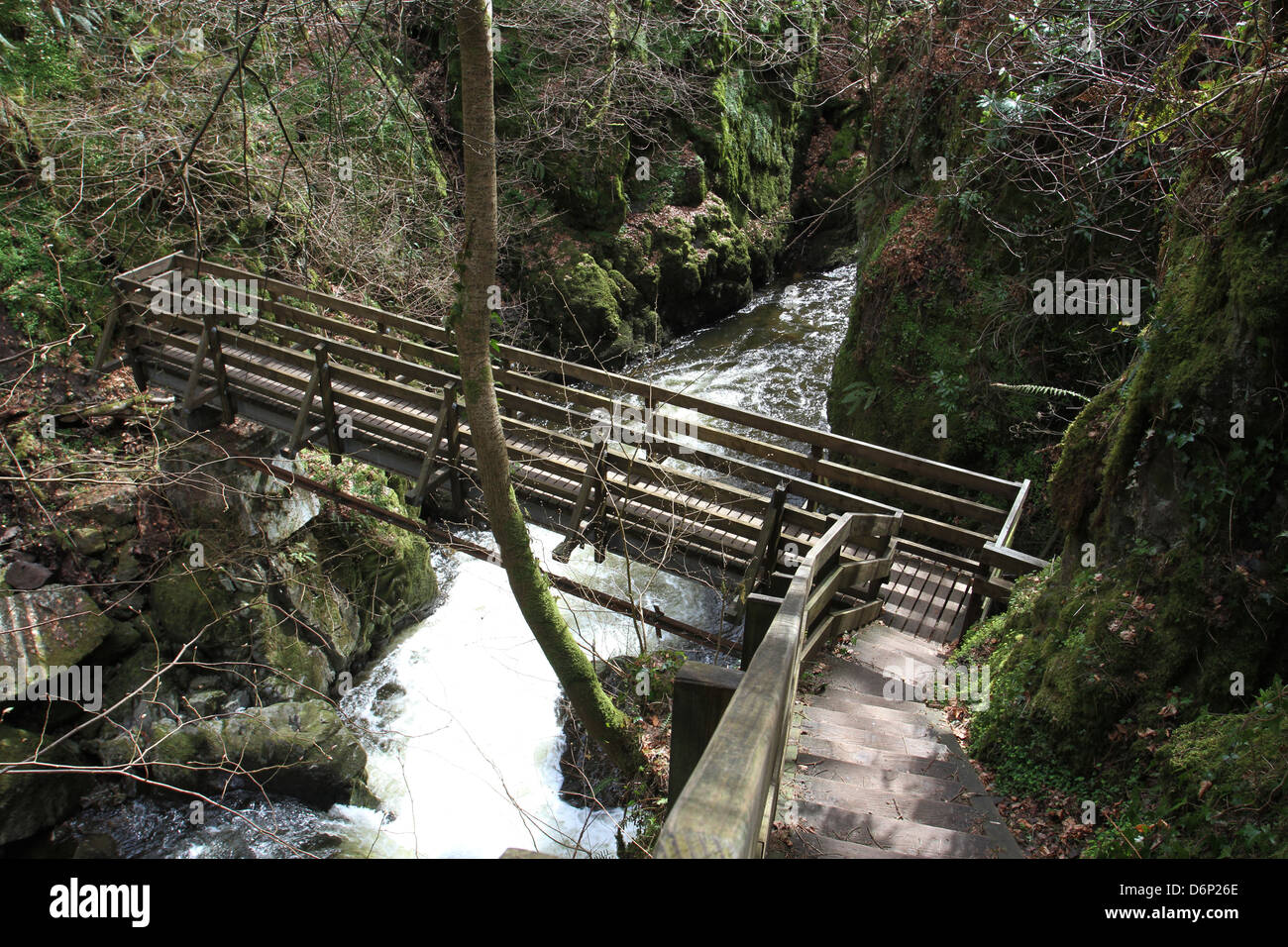 Viewing platform over River Devon Rumbling Bridge Scotland April 2013 ...