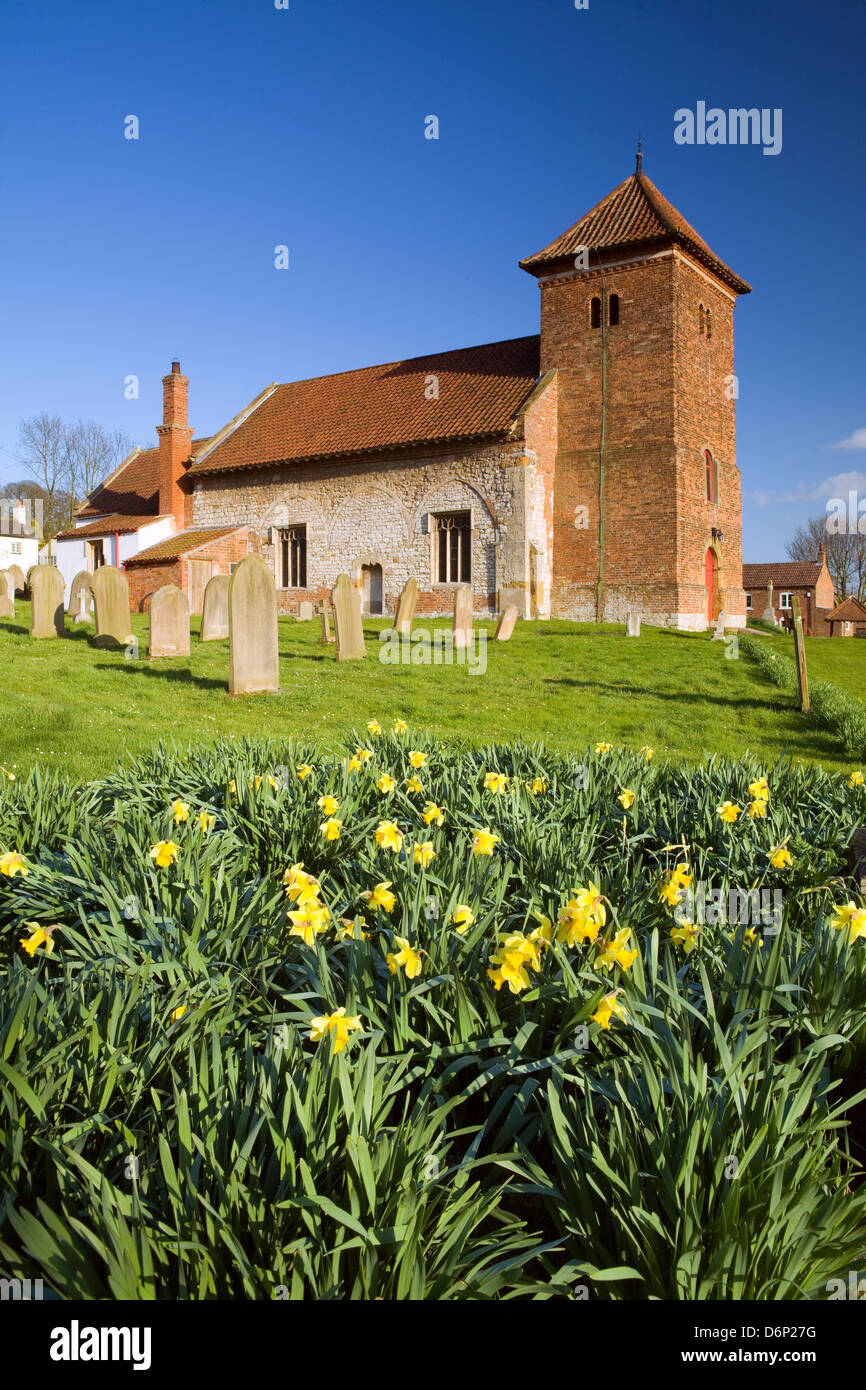 St. Andrew's Parish Church in the village of Bonby on a spring evening ...