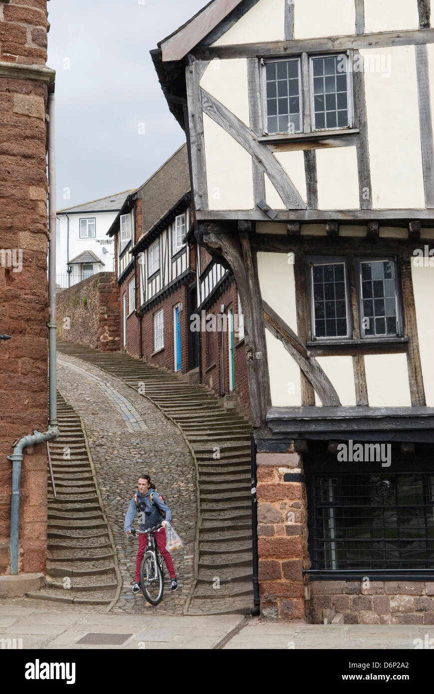Exeter, the steps running up to the church door of The Parish Church of ...