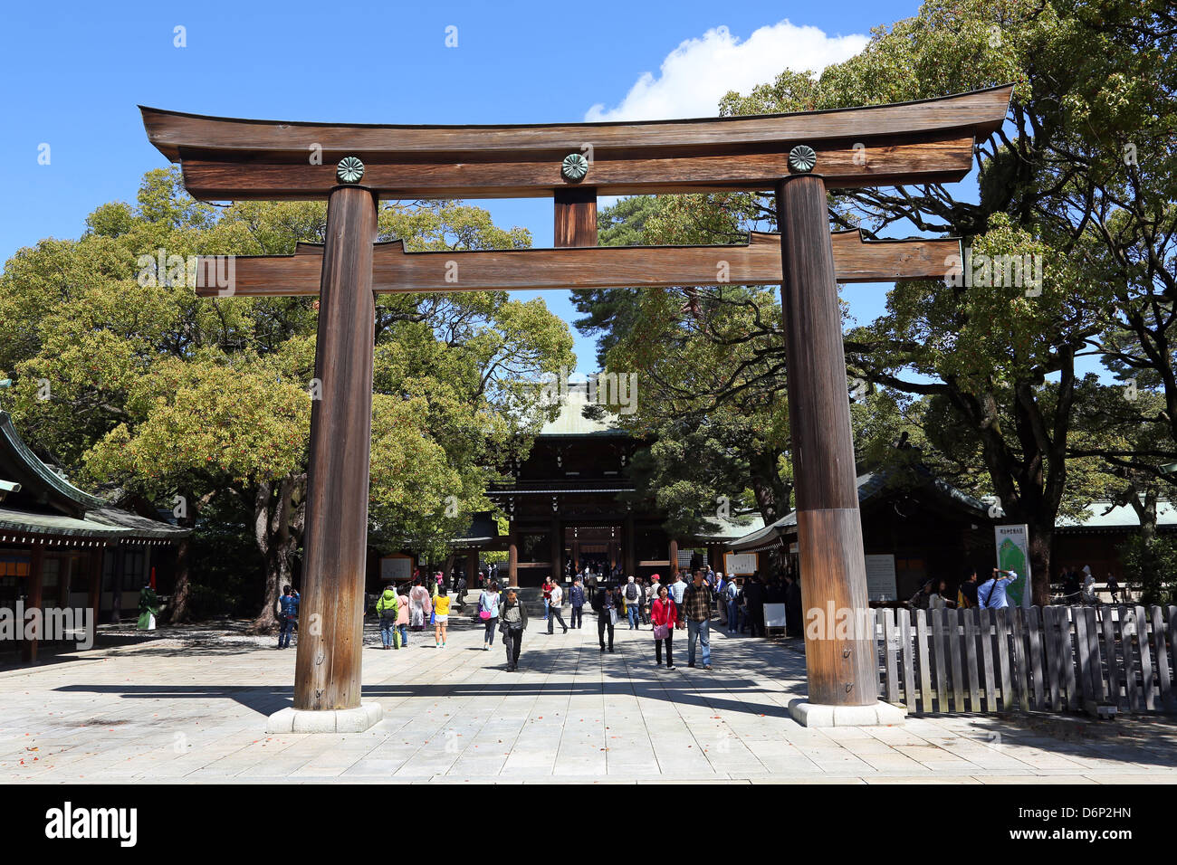 Torii Gate of the Meiji Shrine in Yoyogi Park in Harajuku, Tokyo, Japan ...