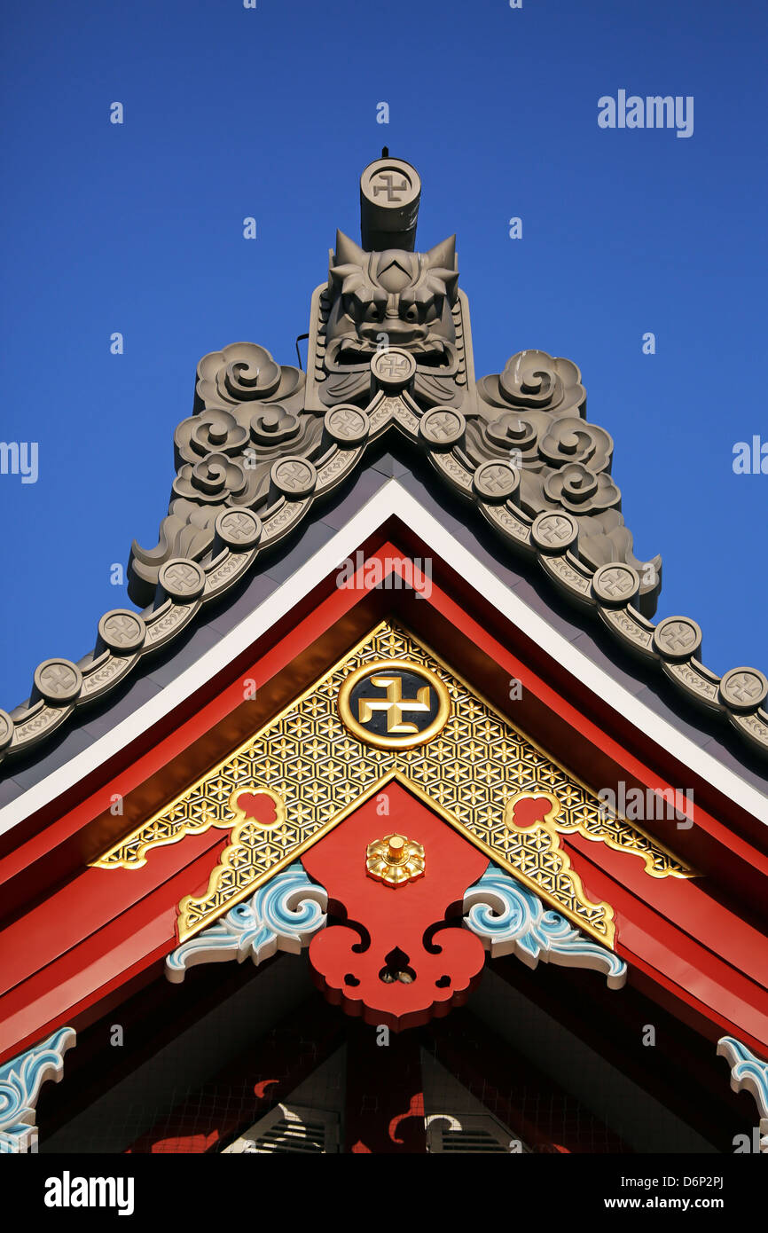 Gold Buddhist swastika symbol on a the Sensoji Asakusa Kannon Temple ...