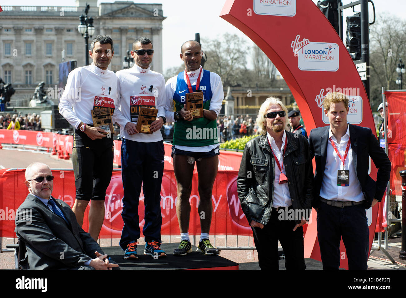 Richard Branson and Prince Harry at the Virgin London Marathon Medal ...