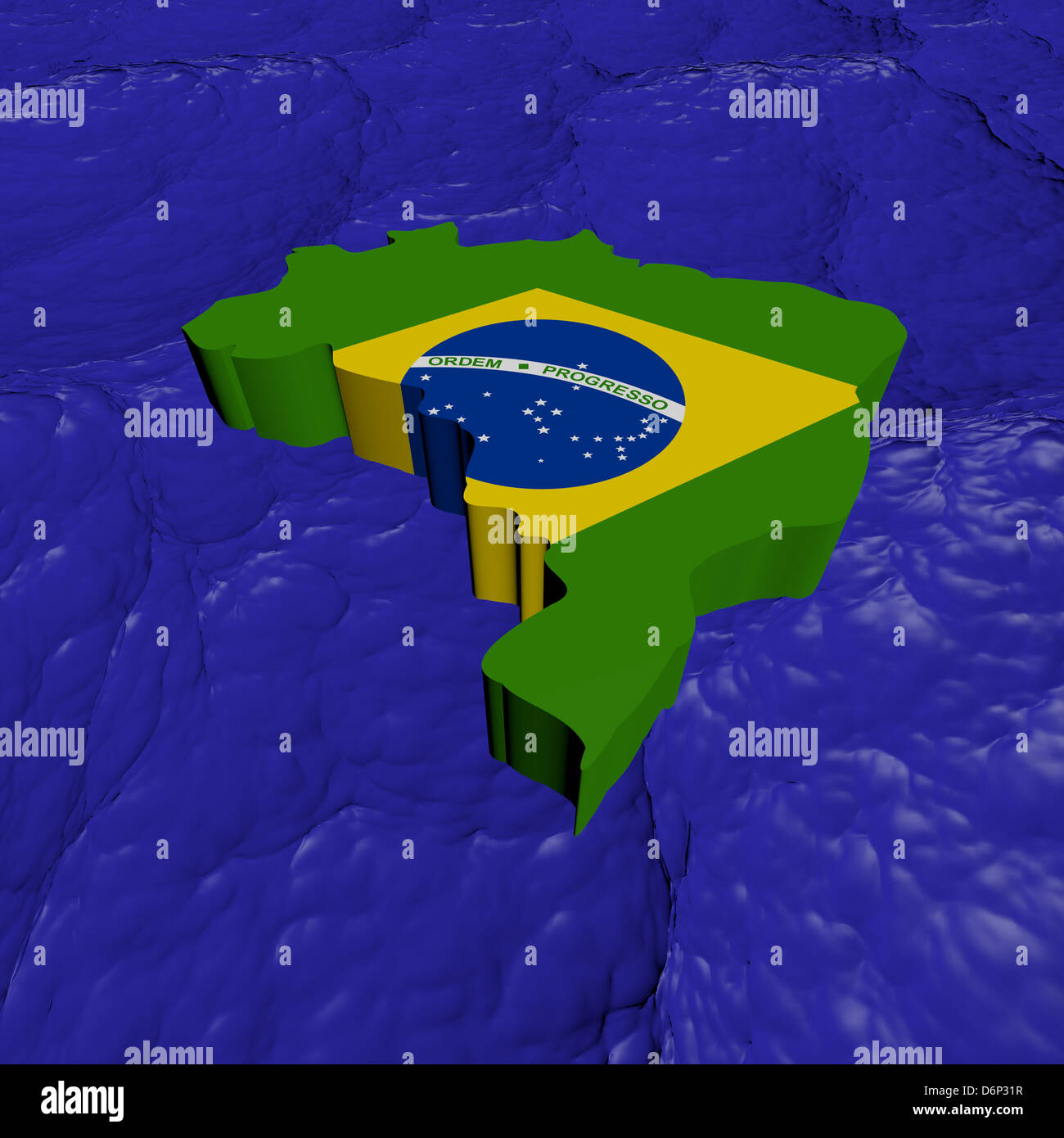 Brazil map flag in abstract ocean illustration Stock Photo - Alamy