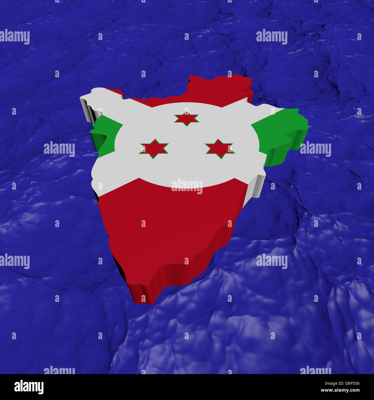 Burundi map flag in abstract ocean illustration Stock Photo - Alamy