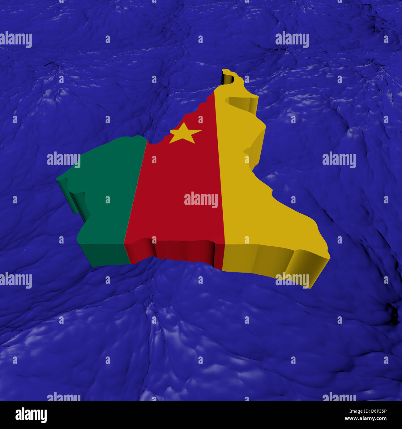 Cameroon map flag in abstract ocean illustration Stock Photo - Alamy