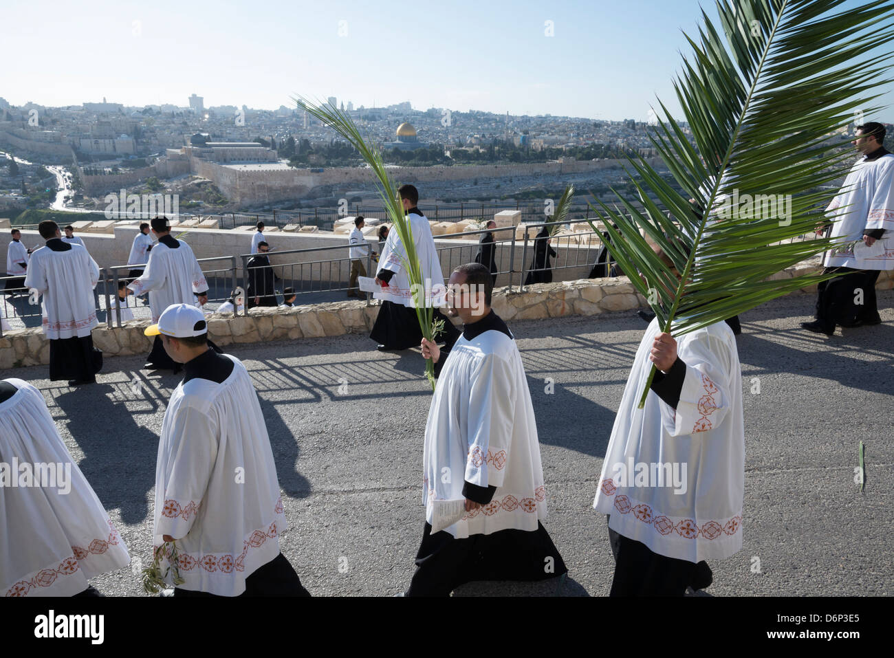 JERUSALEM, ISRAEL - March 24: Catholic Palm Sunday procession from ...
