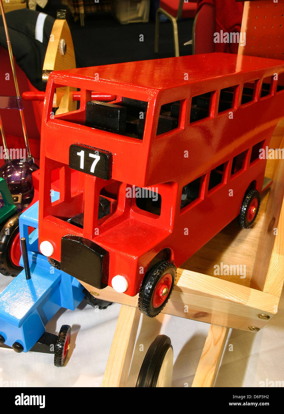 wooden toy bus Craft fair UK Stock Photo - Alamy