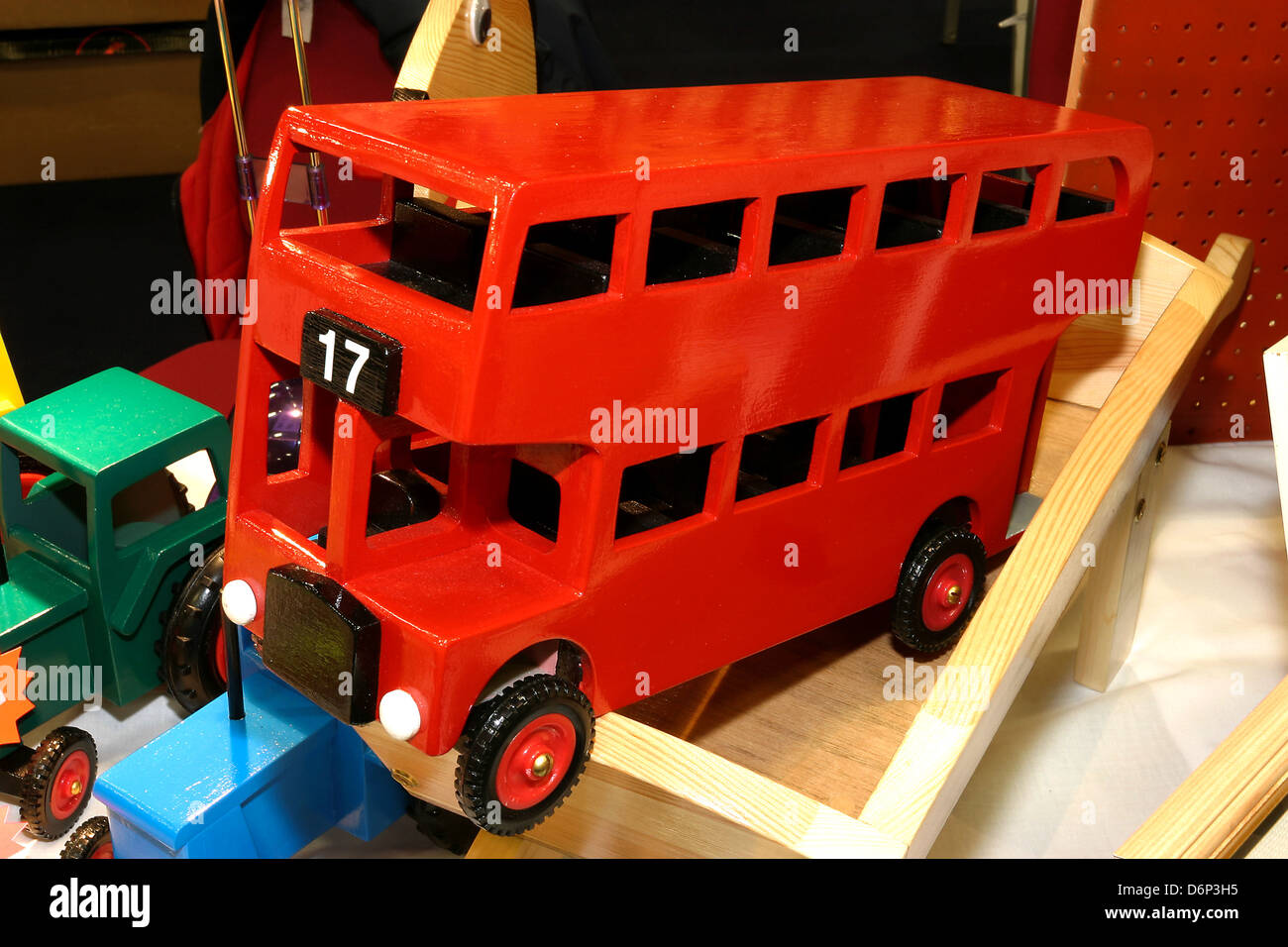 wooden toy bus Craft fair UK Stock Photo - Alamy