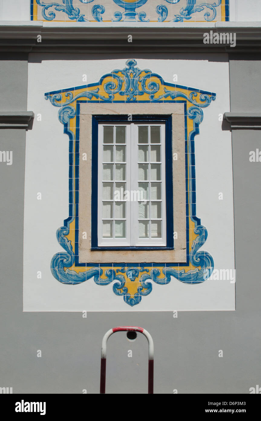 Ornamented casement window with Portuguese tiles Stock Photo - Alamy