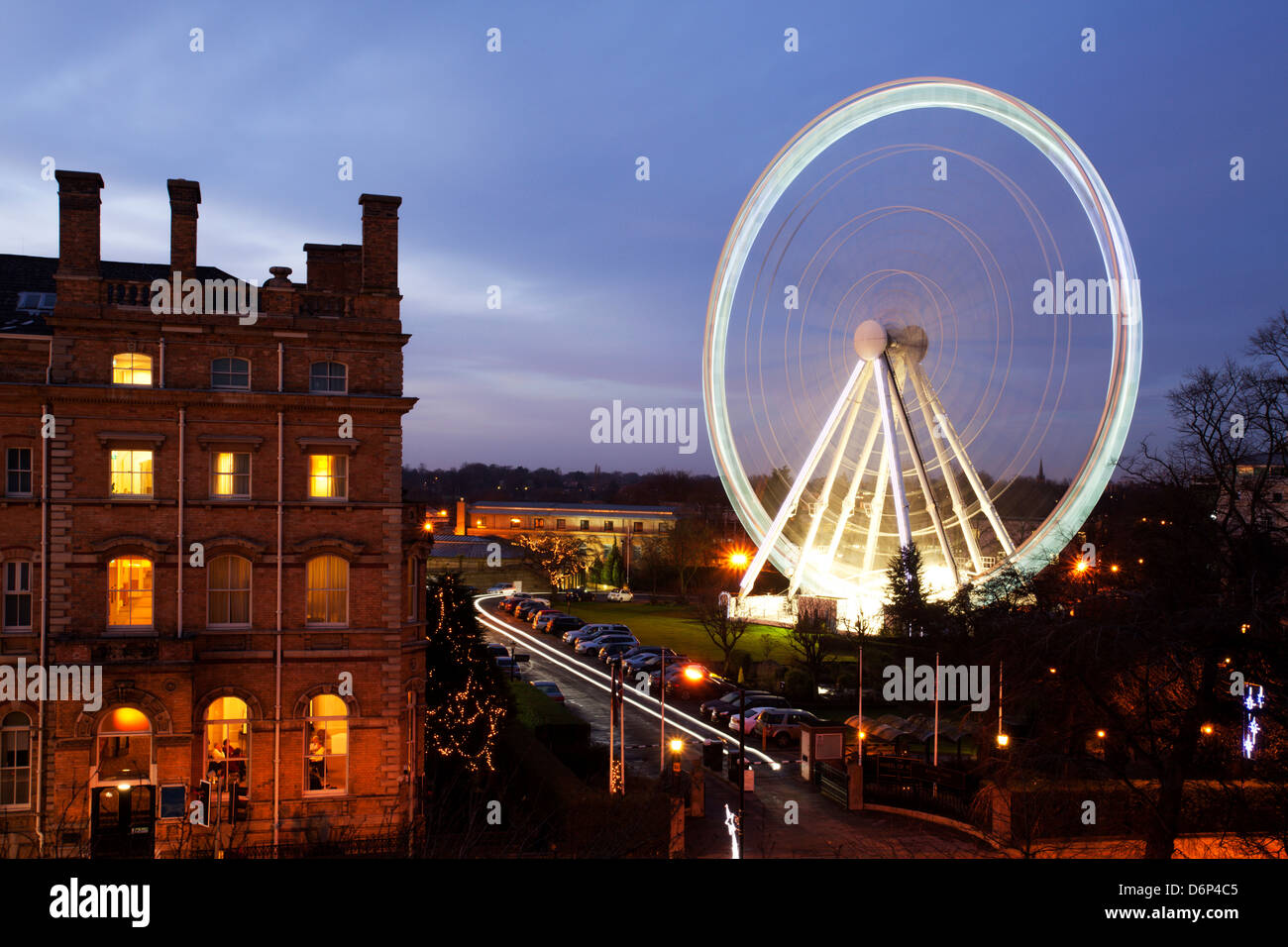 The Wheel of York and Royal York Hotel at dusk, York, Yorkshire ...