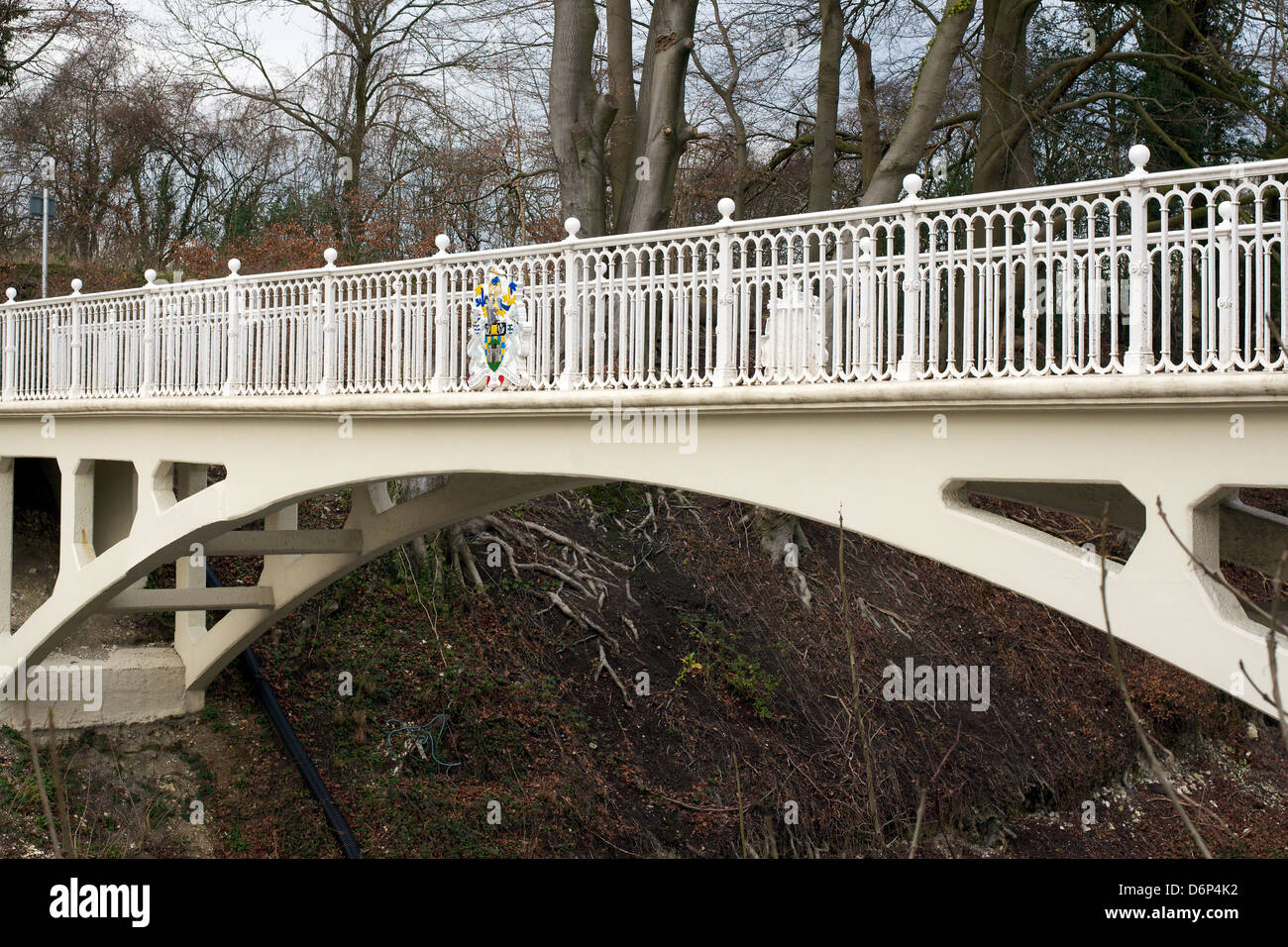 Footbridge on Reigate Hill Surrey. Built in 1910 it is the earliest ...