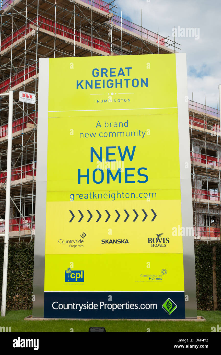New homes banners at ahousing development at Great Kneighton ...