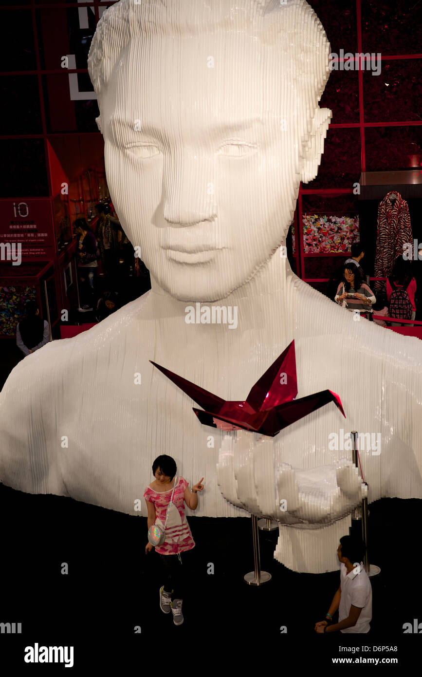 Giant statue of Leslie Cheung, a famous Hong Kong cantopop star marking the 10th anniversary of ...