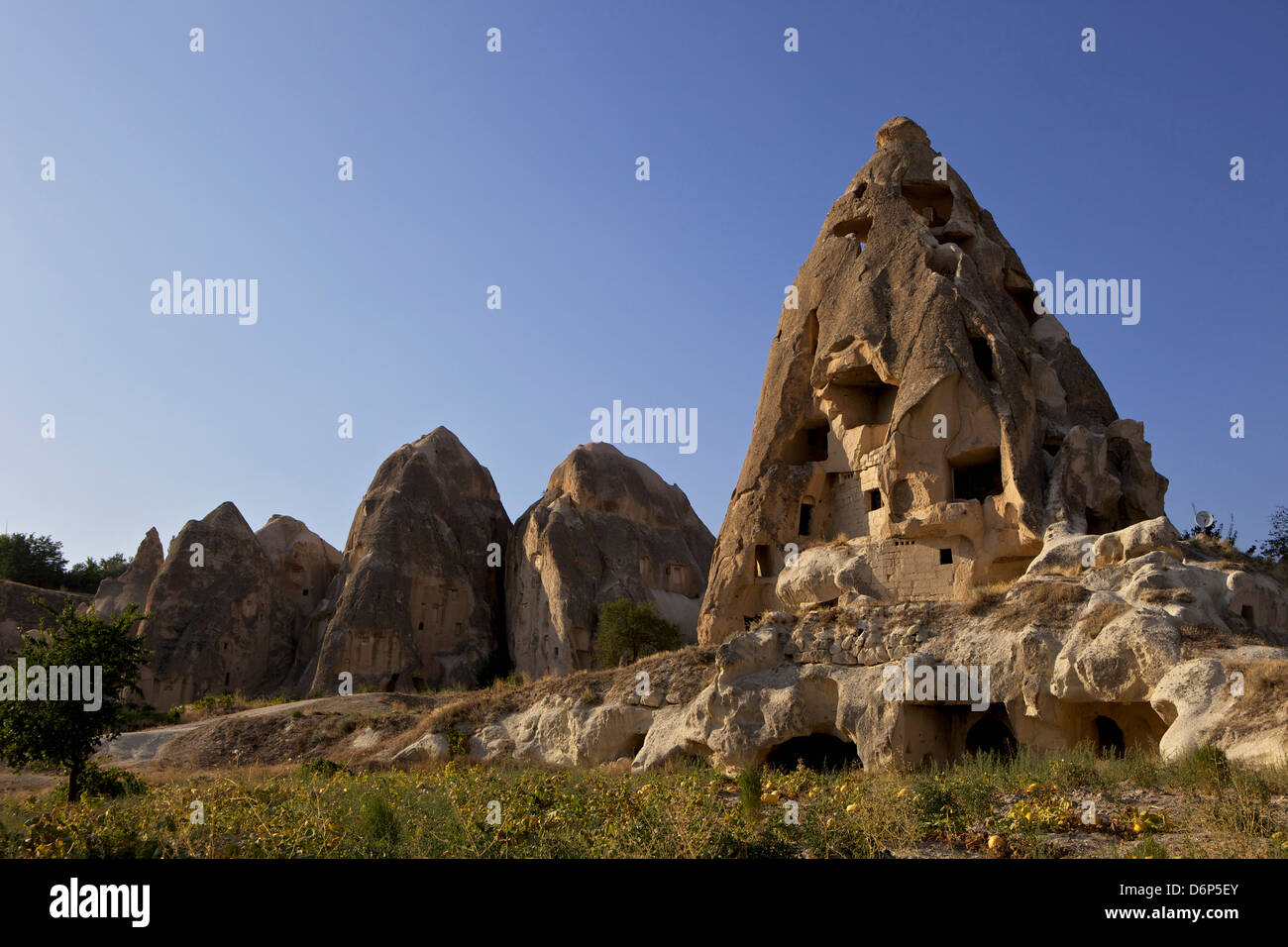 Fairy Chimneys rock formation landscape near Goreme, in Cappadocia ...