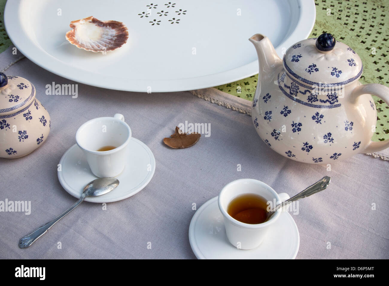 Tea set on a table Stock Photo - Alamy