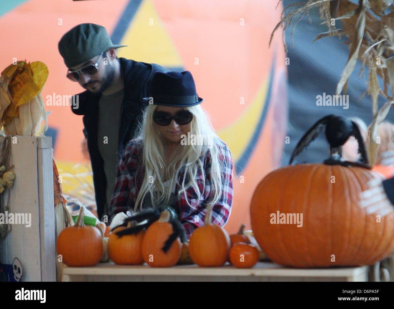 Christina Aguilera and her boyfriend Matt Rutler spend an afternoon with her son at Mr Bones ...