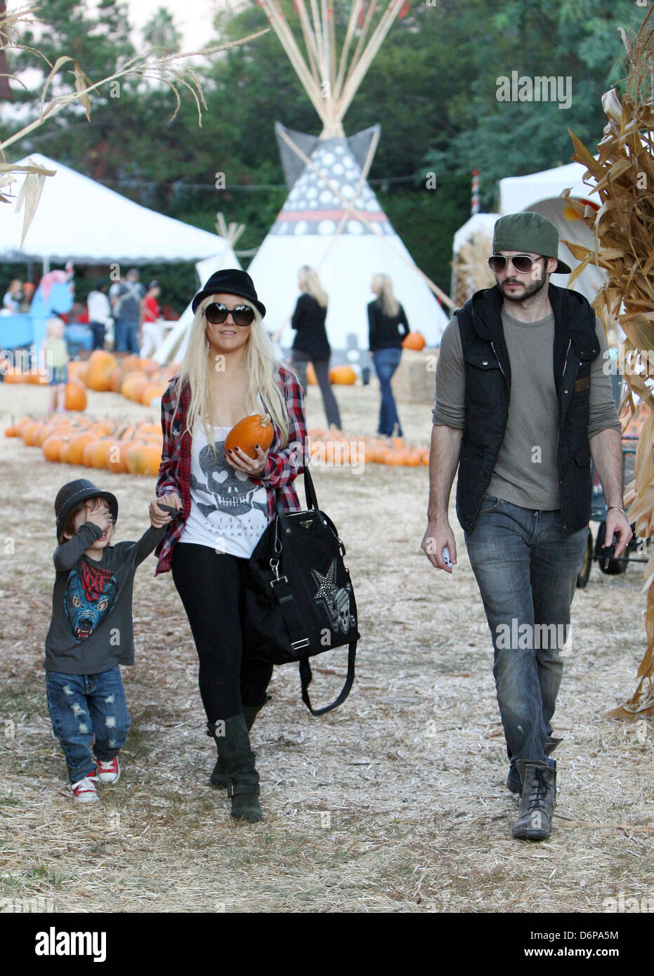 Christina Aguilera and her boyfriend Matt Rutler spend an afternoon with her son Max Bratman at ...