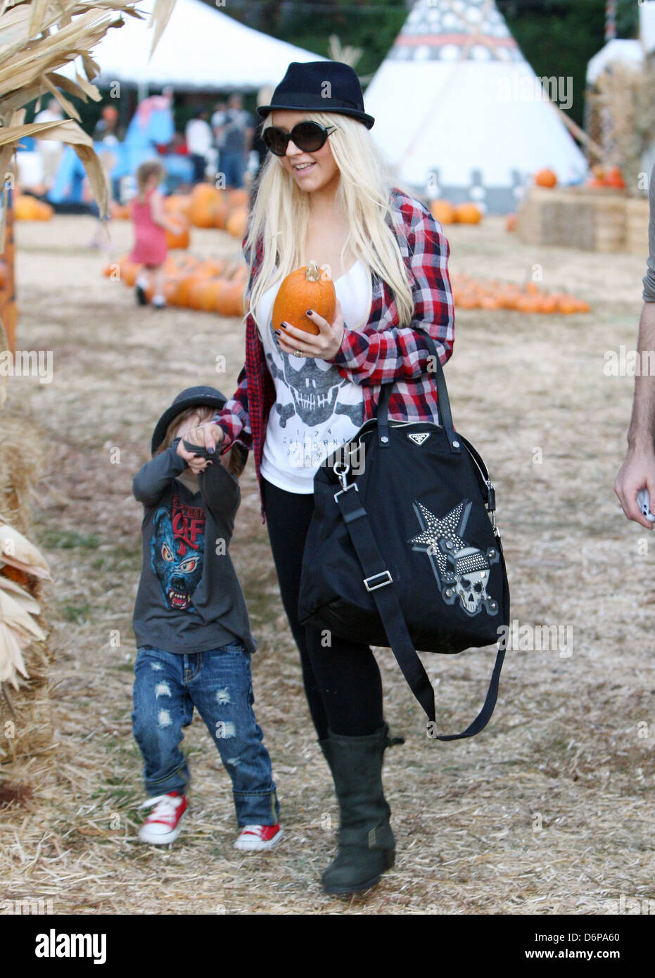 Christina Aguilera and her boyfriend Matt Rutler spend an afternoon with her son Max Bratman at ...