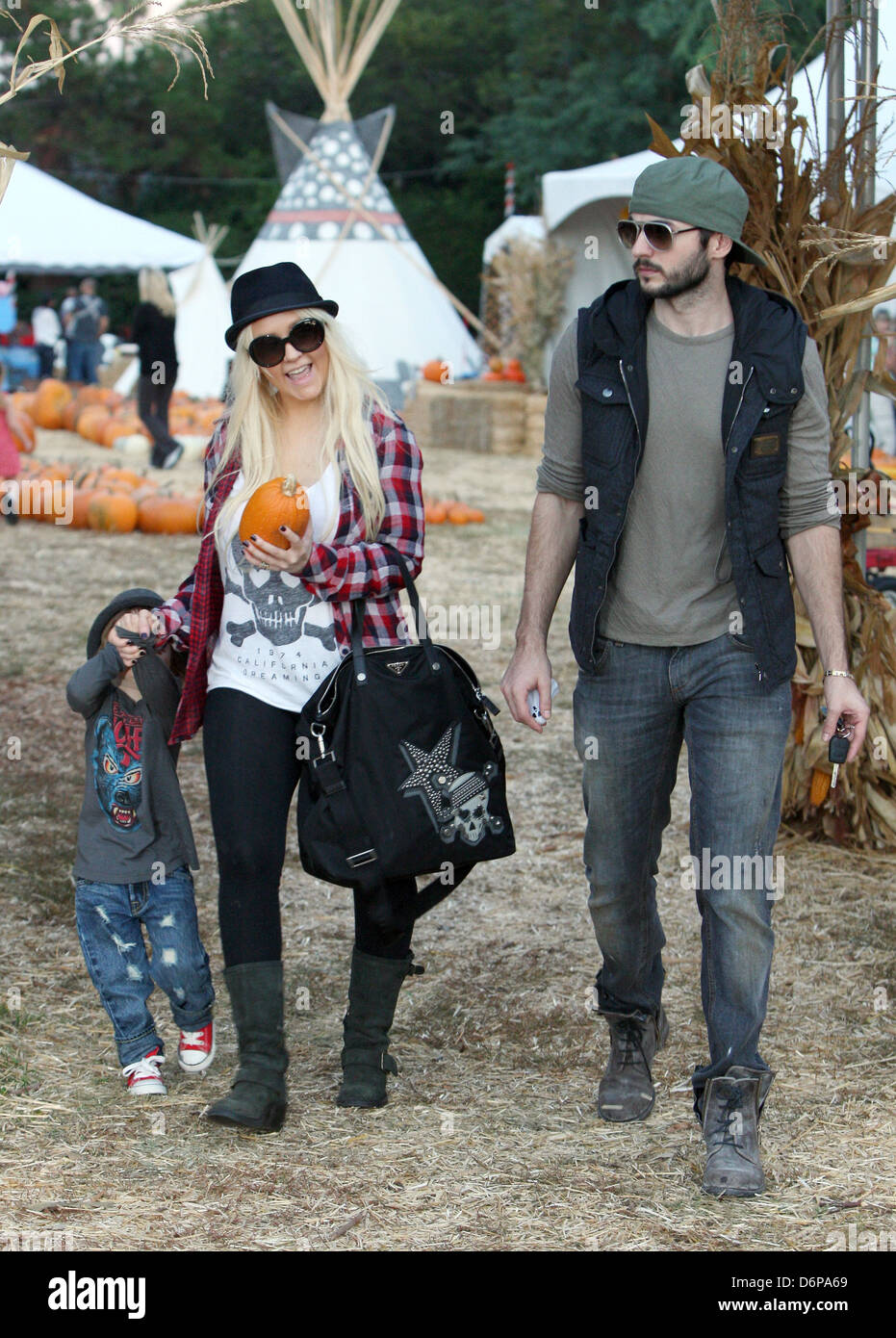 Christina Aguilera and her boyfriend Matt Rutler spend an afternoon with her son Max Bratman at ...