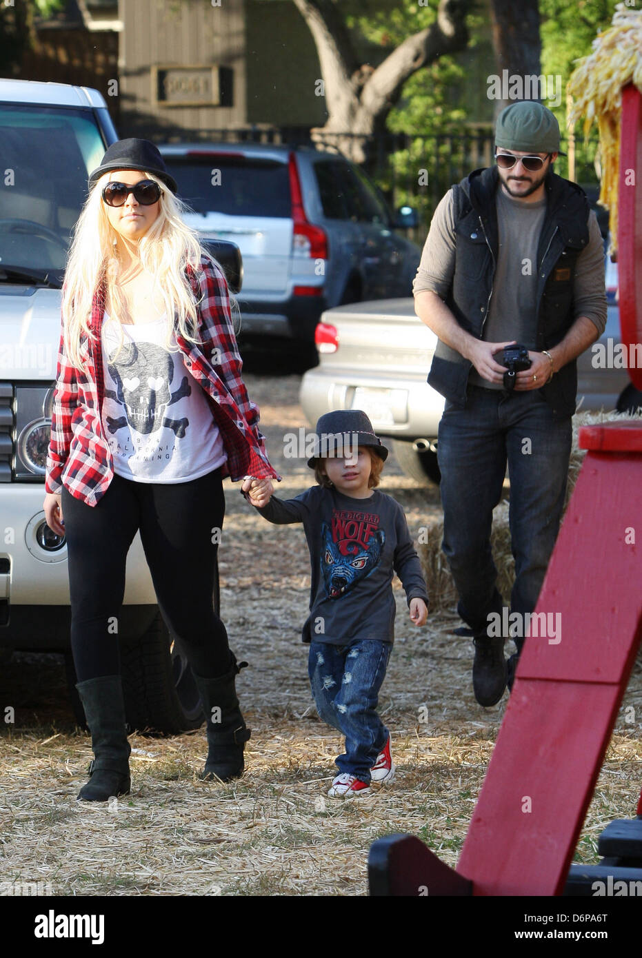 Christina Aguilera and her boyfriend Matt Rutler spend an afternoon with her son Max Bratman at ...