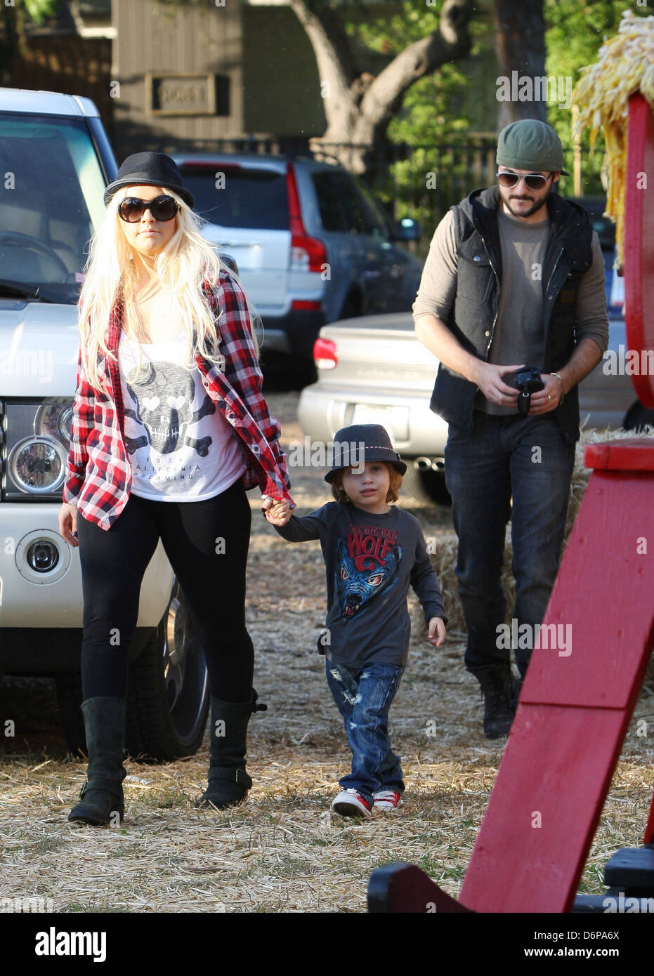 Christina Aguilera and her boyfriend Matt Rutler spend an afternoon with her son Max Bratman at ...