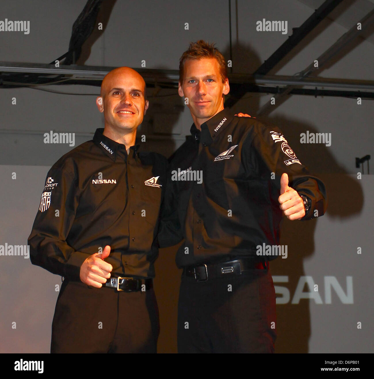 Drivers Marino Franchitti and Michael Krumm Nissan DeltaWing racer ...