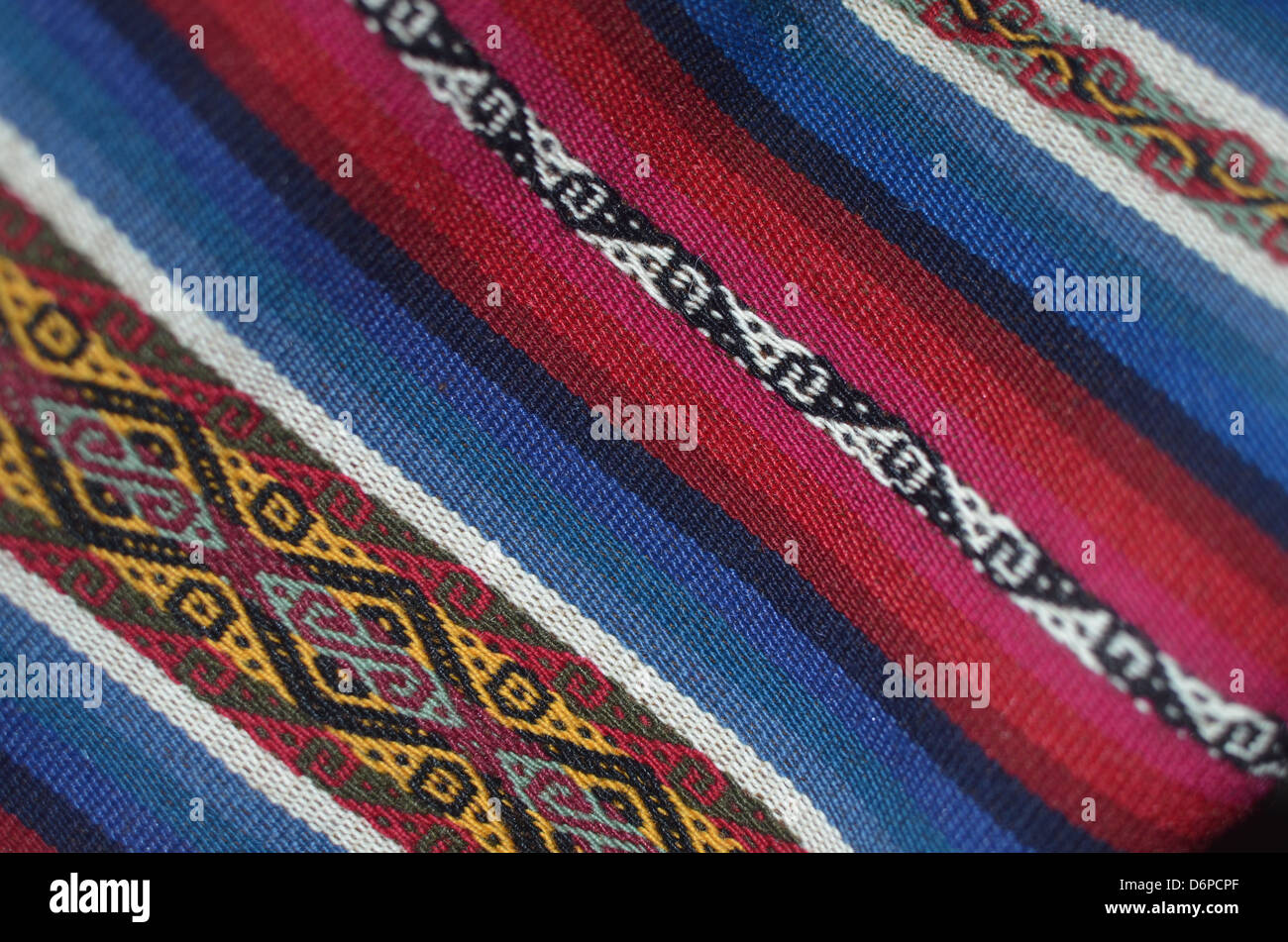 Example of tradititinal weaving designs, Cusco, Peru Stock Photo - Alamy